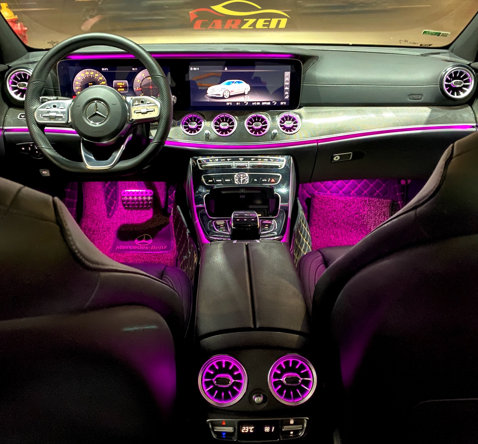 Cửa Gió Điều Hoà Tuabin Led 64 Màu Cho Xe Mercedes-Benz E - Class (E180 - E200 - E250 - E300)